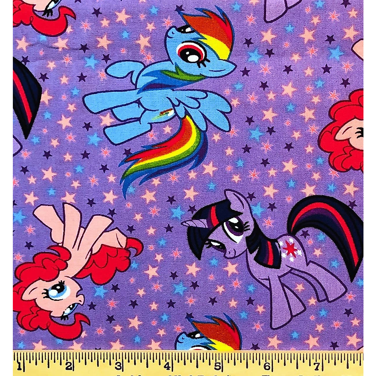 3/4 Yard - Little Pony & Stars Tossed on Lavender Purple Cotton Fabric (Great for Quilting, Sewing, Craft Projects, Throw Pillows & More) 3/4 Yard (27 Inches) X 44 Inches