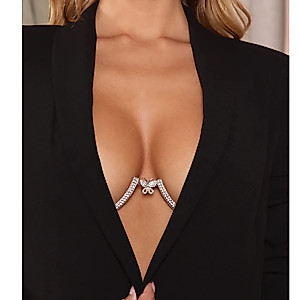 XSBODY Heart Rhinestone Chest Bracket Bra Chain Body Jewelry for women Sexy Summer Bikini Body Chains Necklace Party Gift (Butterfly)