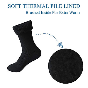 Hissox Heavy Duty Thermal Boot Socks, Mens Thermal Socks Insulated Winter Fuzzy Thermal Thick Socks Cold Feet Socks Slipper Home Socks For Cold Weather Christmas Party 1 Pair Black Women, Medium