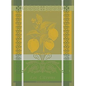 Garnier-Thiebaut 100% Two-ply Twisted Cotton Citron Kitchen Towel, 22 by 30-Inch, Zeste, Made in France,24883