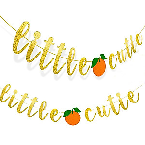 Little Cutie Baby Shower Decorations Orange Yellow Balloons Garland Arch Kit Orange Scatter Confetti Table Decorations Little Cutie Banner for Gender Reveal Little Cutie Tangerine Birthday Party Decor