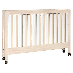 Babyletto Maki Full-Size 2-in-1 Portable Folding Crib with Toddler Bed Conversion Kit in Washed Natural, Greenguard Gold Certified