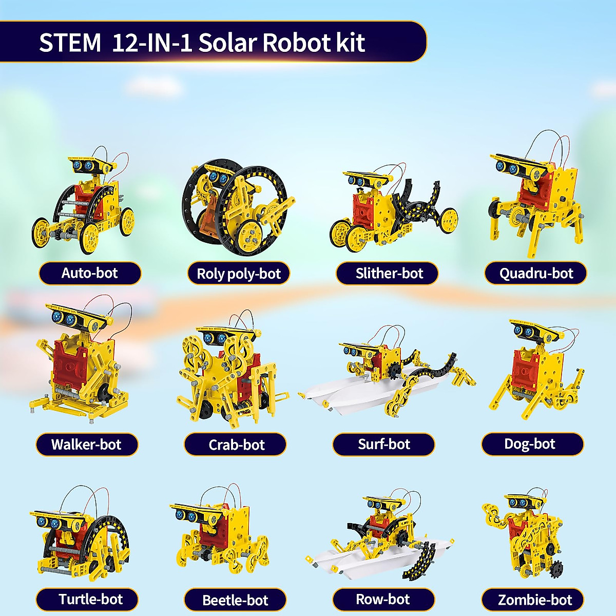 Science Experiment Solar Robots Kits for Boys Girls, 12-in-1 STEM Projects for Kids Ages 8-12, Solar Powered Robot Kit Gifts for Teen Ages 9 10 11 12