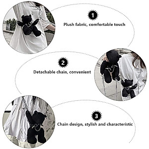 TENDYCOCO Crossbody Bag with Chain Stuffed Animal Purse Teddy Bear Purse Gothic Purse 13.3in