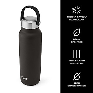 S'well Recycled Stainless Steel Explorer with Insulated Lid and Handle, 40oz, Onyx, Triple Layered Vacuum Insulated Containers Keeps Drinks Cold for 54 Hours and Hot for 12