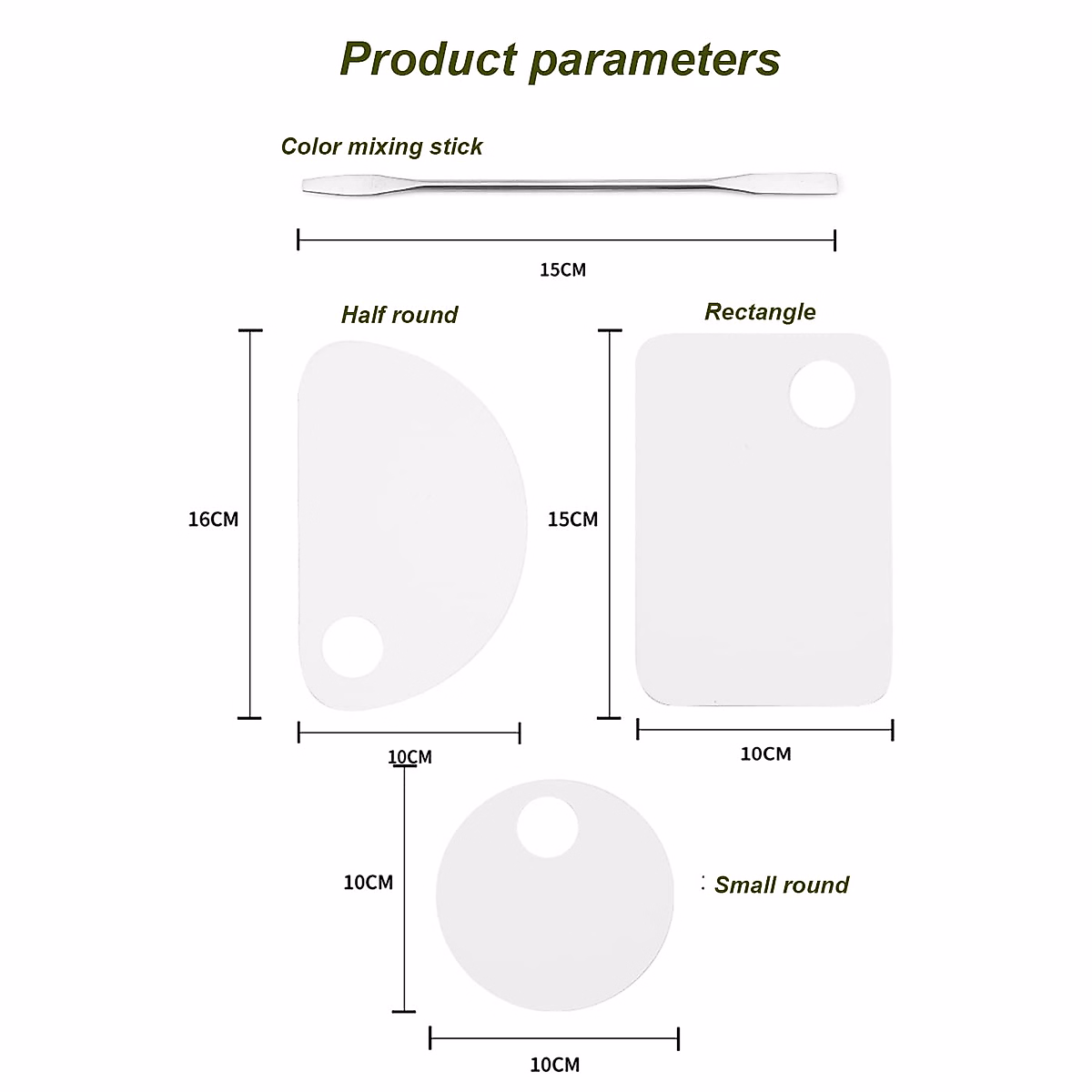 2pcs Acrylic Makeup Palette, Professional Makeup Palette with Scraper Tool, Makeup Palette, Professional Cosmetic Mix, Makeup Artist Tools (Rectangle + half circle)