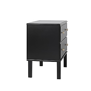 Prepac Lux Nightstand Bedside Table, Black Nightstand for Bedroom, End Table with 2 Drawers 16" D x 27.75" W x 25" H, BDNR-2302-1