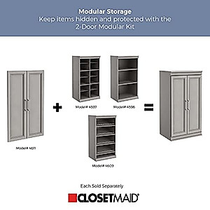 ClosetMaid Modular Storage Pair Set, 2 Glass Pane Doors, Wood Closet Organizer Shaker Style, Add On Accessory for Shelf Units, Taupe, Kit