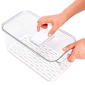 SANNO Vegetable Fruit Containers Fridge Containers,Freezer Produce Saver Refrigerator Organizer Bins with Vented Lids And Drain Tray For Pantry Fridge Freezer Cabinet Kitchen Organization