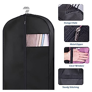 SLEEPING LAMB 60'' Trifold Garment Bags for Dress Storage Travel Dress Bag Gusseted Hanging Clothes Cover for Long Gowns, Coats, 2 Packs, Black