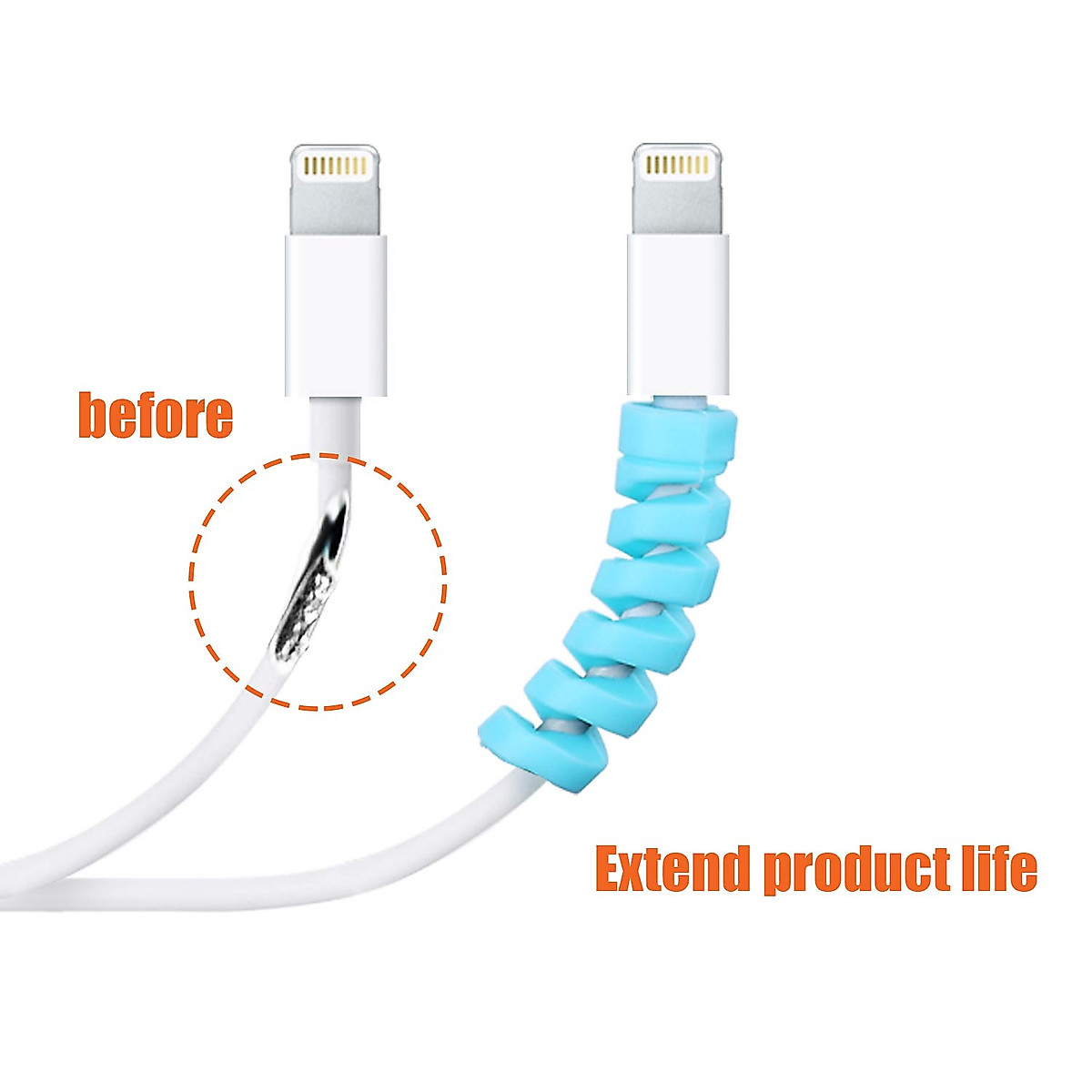 Jetec 24 Pcs Charger Cable Protector,Silicone Flexible Cable Saver,Spiral USB Mouse Wire Protector for Headphone Laptop Earphone Cell Phone Wrap Accessories(Black, Pink, Blue, Green)