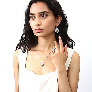 BERRICLE Sterling Silver Flower Cubic Zirconia CZ Statement Navette Cocktail Fashion Ring for Women, Rhodium Plated Size 8