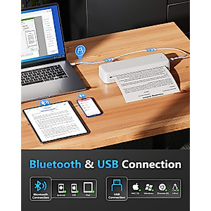 PhoFuta [Upgrade M834 Printer & 200 Sheets A4 Size Thermal Paper & Case, Print Black on White, Storage for 2 Years