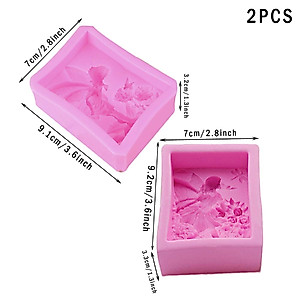 SYW 2 Pcs Silicone Mold Angel Dragonfly Butterfly Fairy Craft Art Silicone Soap Mold DIY Handmade Soap Molds 3D Cake Baking Tool,pink-2