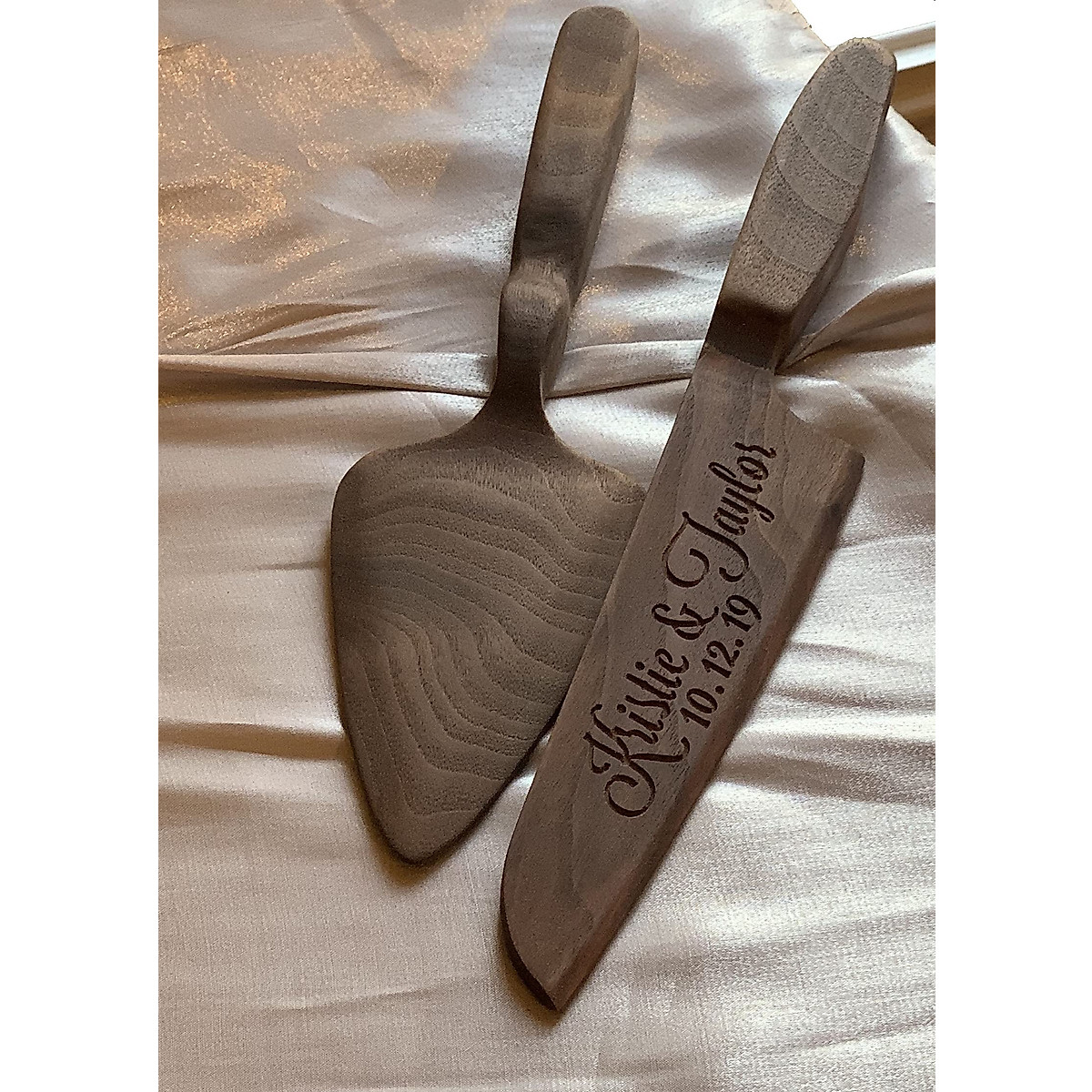 Personalized Cake Serving Set, Laser Engraved Cake Set,Wedding Gift,Anniversary Gift,Wooden Knife And Server,Rustic Cake Set,Wedding Cake Cutting Set, Farmhouse Cake Server