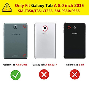 Case for Samsung Galaxy Tab A 8.0 inch 2015 (SM-T350 T351 T355 SM-P350 P355) - 360 Degree Rotating Stand Case Smart Protective Cover,with Stylus Pen,Screen Film (Black)