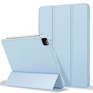 ZryXal New iPad Pro 12.9 Case 2022/2021 (6th/5th Generation) with Pencil Holder, Premium Protective Case Cover with Soft TPU Back and Auto Sleep/Wake Feature for 2022 iPad Pro 12.9 (Sky Blue)