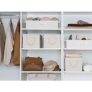 StorageWorks 45L Extra Large Fabric Storage Bins with Decorative Storage Boxes with Lids and Soft Rope Handles