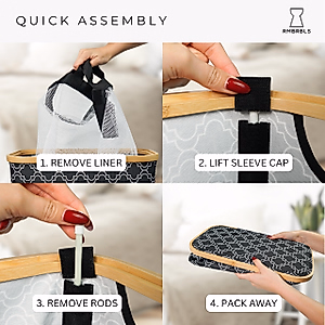 Slim Hamper with Lid & Removable Mesh Bag (60L) – Foldable Narrow Clothes Hamper with Bamboo Handle – Durable Skinny Laundry Basket for Bedroom, Bathroom Dorm & Closet - Black