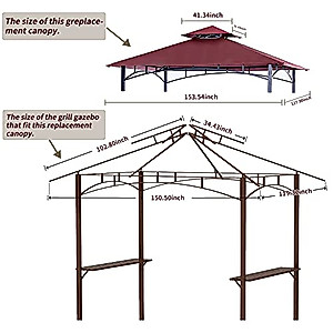 ISAGAPOY Replacement Canopy Top Cover for Garden Canopy Cover Roof with Air Vent for Gazebo (L-GZ798PST-E)
