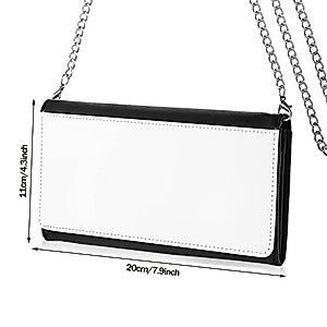 Saintrygo Sublimation Blank White Wallet with Chain Blank DIY Craft Bag Heat Transfer Pencil Pouch Faux Leather Makeup Bag