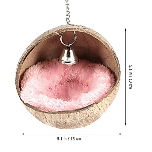 POPETPOP Coconut Shell Bird House-Hamster Coconut Hideaway,Coco Nest with Soft Mat for a Hamster,Rat,Bird Toys(Random Color)