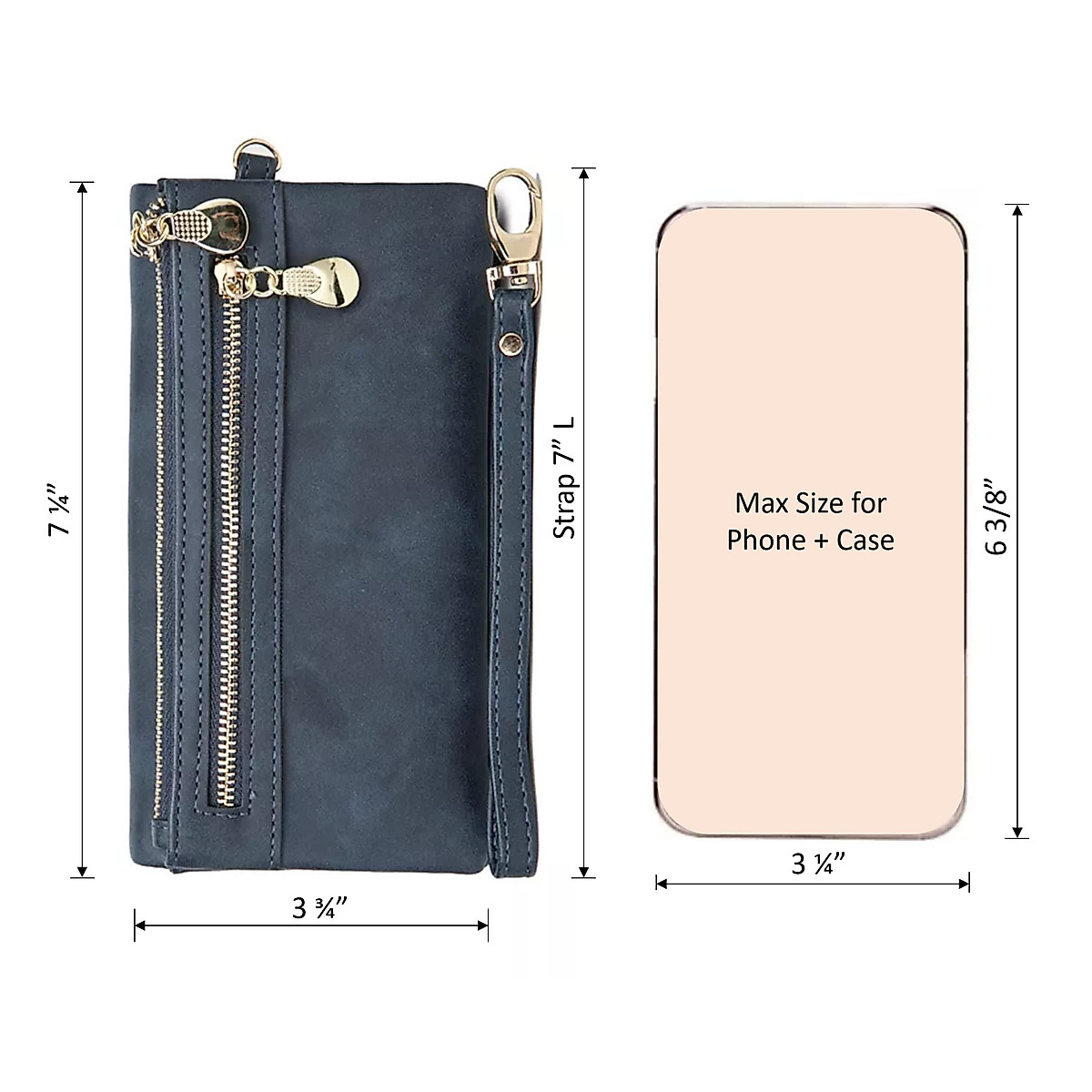 Soft Leather Long Wallet Wristlet with hand Strap Clutch Bag for Women Card holder Phone Bag (Black)