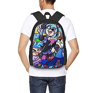 Fri-day Cartoon Night Fun-kins Backpack Cartoon Laptop Backpacks Lightweight Fashion Travel Daypack Large Capacity Multifunction Adjustable Straps Bags For Women Men