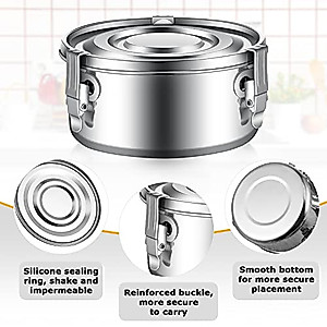 Zopeal 6 Pcs Stainless Steel Food Storage Containers with Lid Bento Lunch Boxes Reusable Metal Flat Canisters for Camping Trips Picnic Snacks Soups Salads Leftovers, 3 Sizes