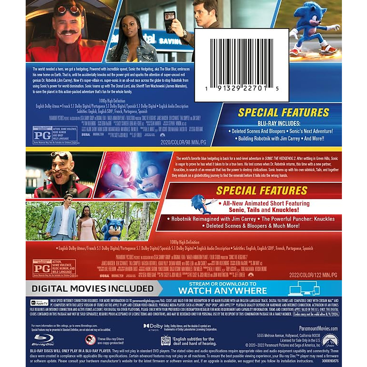 Sonic The Hedgehog 2-Movie Collection [Blu-ray]