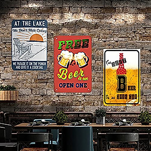 AT THE LAKE metal sign Decor for Farmhouse, Cabin, Beach, Bar, Memories Made at The Lake Retro and Wood Sign Great Gift