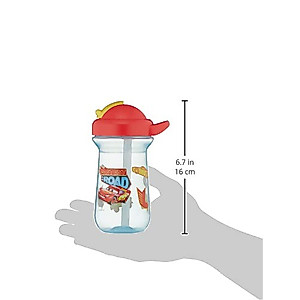 The First Years Disney/Pixar Cars Toddler Straw Cup - Spill Proof Flip Top Toddler Sippy Cups - 18 Months and Up - 10 Oz