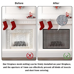 Fireplace Screen Safe Mesh Gate Child Proof Fireplace Mesh Screen Fireplace Barrier Guard Fireplace Net Adhesive Fireplace Cover Fireplace Doors for Existing Fireplace for Toddler Baby Pets 39*32inch