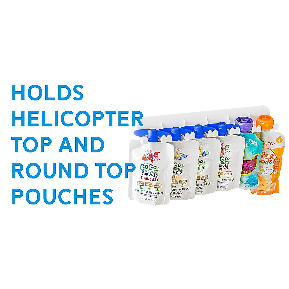 Storage Theory Food Pouch Hanger Organizer for Kitchen Pantry, Cabinet and Refrigerator - Peel and Stick Storage for Applesauce, Yogurt, Baby Food Pouches - 2 pk