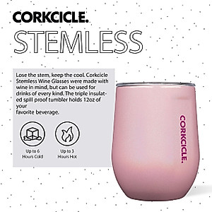 Corkcicle Stemless Insulated Wine Glass Tumbler, Cotton Candy, 12 oz – Stainless Steel Stemless Wine Glass Keeps Beverages Cold for 6 Hours, Hot for 3 Hours – Non-Slip, Easy-Grip Insulated Cup