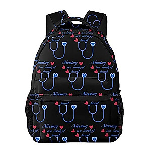 AMRANDOM Nursing Purple Laptop Backpack Travel Backpacks Bookbag for Women & Men Boys Girls School College Students Backpack Durable Daypack