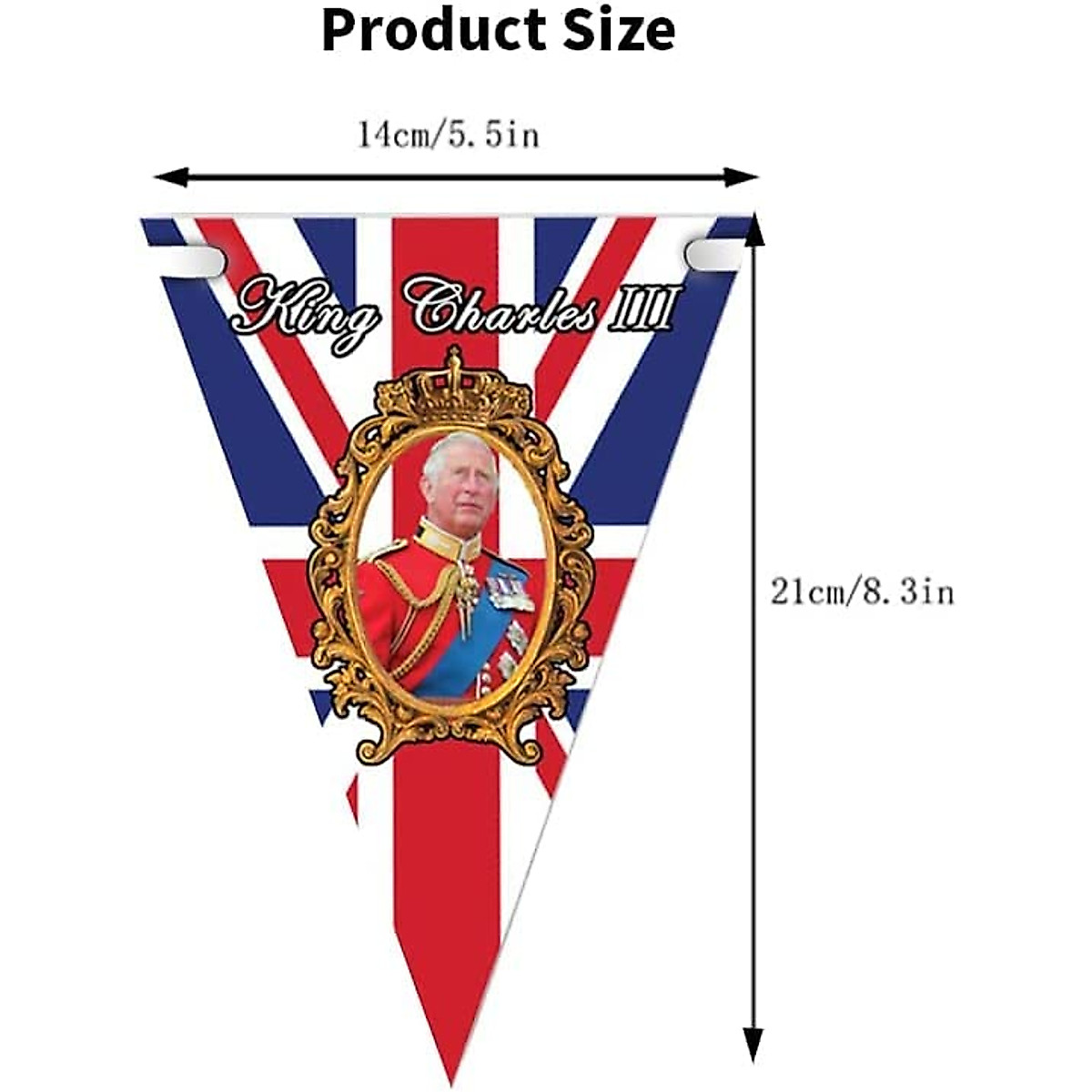 King Charles III Union Jack Bunting Banner with 15 Triangle Flags, Our New King To Be British String Bunting for His Majesty's Royal Coronation Ceremony Pub BBQ Royal Events Street Party Decorations