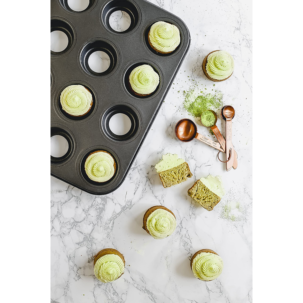 MasterClass KCMCHB96 12 Hole Mini Sandwich Tin with Loose Bases and PFOA Non Stick in Gift Box, Robust 1 mm Carbon Steel, 27 x 36 cm, Grey