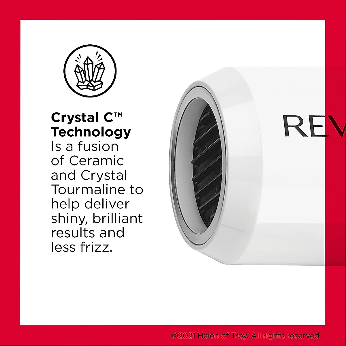 REVLON Crystal C + Ceramic Compact Hair Dryer | 1875W Blow Dryer with Crystal C Technology for Shiny Long-Lasting Shine and Less Frizz | Lightweight (White/Black)