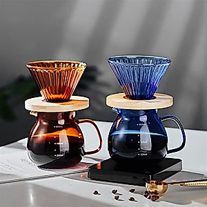 Dr.Cheolkfh Percolator Coffee Pot Colored Coffee Pot Set High Temperature Resistant Glass Pot Afternoon Tea and Coffee Sharing Pot Hand Made Tea Pot (Color : Brown-600ML)