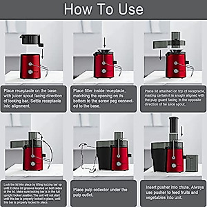 Modquen Juicer Machine, Centrifugal Juice Extractor for Fruit Vegetable, Easy to Clean, BPA-free, 800W (Red)