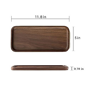 TEMINO Walnut Tray Wood Serving Tray Small Wooden Tray Rectangle Wood Tray for Bathroom, Kitchen, Centerpiece, Decor, Coffee Tray Tea Tray(11.8x5in)