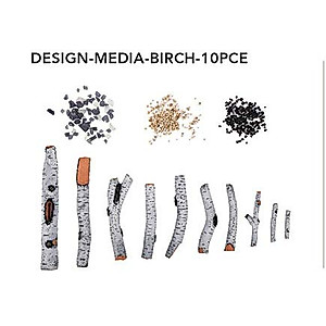 Amantii SYM-50-BESPOKE Symmetry Series Bespoke 50-Inch Built-in Electric Fireplace with Remote, Birch Log Media, Black Steel Surround