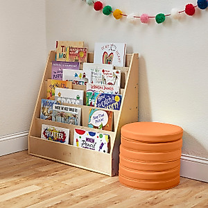 ECR4Kids SoftZone Floor Cushions with Handles, 2" Deluxe Foam, Round, Orange, (6-Pack)