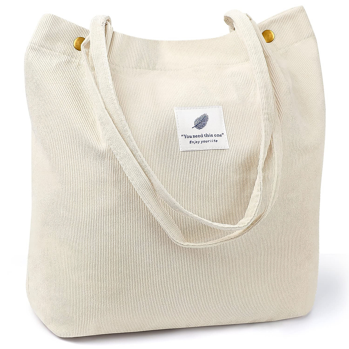 Women Tote Bags Grocery Shoulder Bag Corduroy with Inner Pocket for Work Beach Lunch Travel Shopping Shopper Handbags