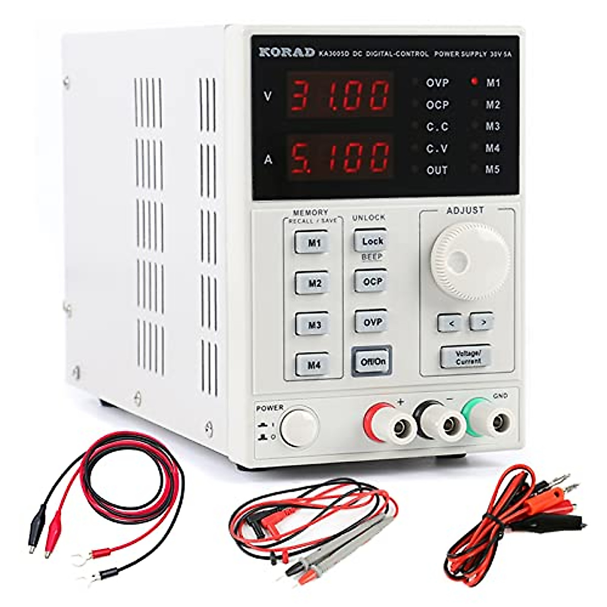 DC Power Supply Variable KA3005D Programmable High Accuracy Adjustable Digital Laboratory Power Supply DC Power Supply 30V 5A 4Ps MA 110V Or 220V with LCD Display (Power Source Standard : 220V)