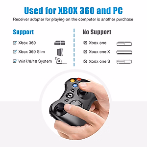 YAEYE Wireless Controller for Xbox 360, 2.4GHZ Gamepad Joystick Wireless Controller for Xbox 360 Console and PC Windows 7,8,10 (Black)