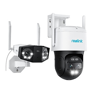 REOLINK 2.4/5GHz Wi-Fi 6 Cameras, 180 Degrees Ultra-Wide Angle Duo 2 WiFi Bundle with PTZ Trackmix WiFi, Outdoor Security, Color Night Vision