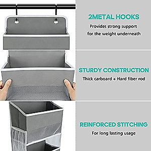 Libeder Over Door Organizer,4 Large Pockets Foldable Baby Organizer for Nursery with 6 Mesh Side Pockets, Hanging Organizer Closet Door Organizer Hanging for Pantry, Nursery,Bathroom, Kitchen(Grey)