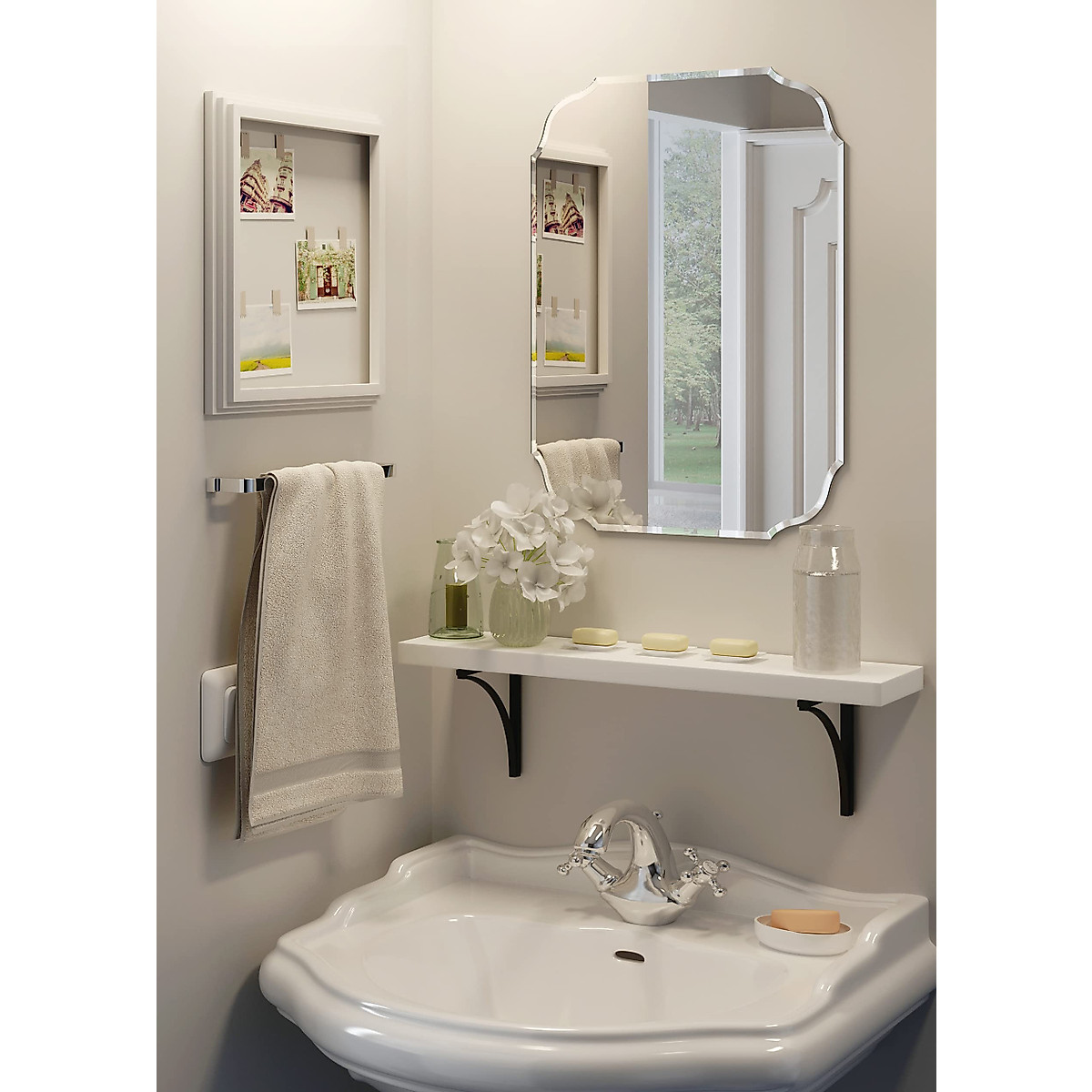 KOHROS Wall Silver Backed Mirrored Glass Panel Best for Vanity, Bedroom, or Bathroom (18"x 24"), Sliver